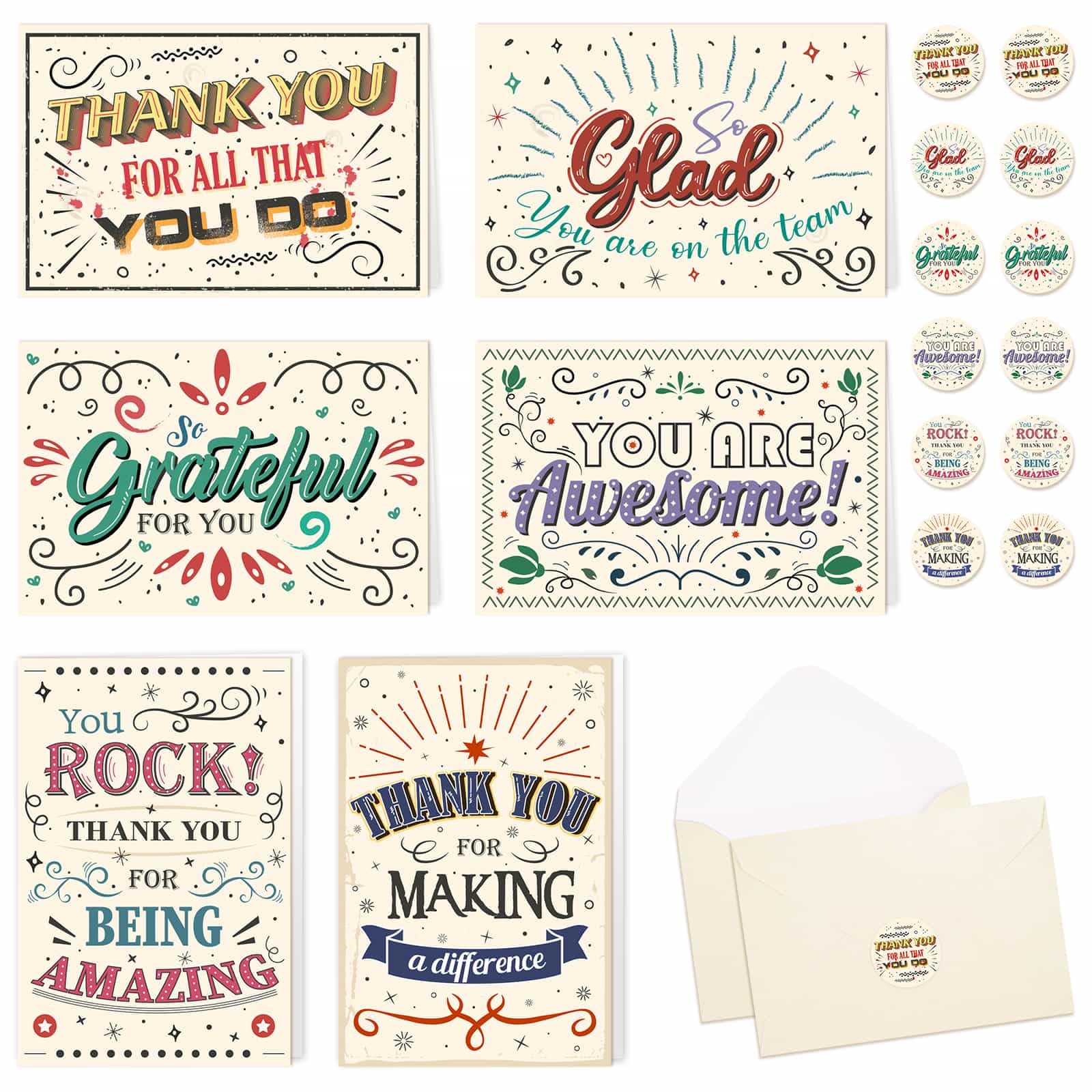 WERNNSAI 24 Employee Appreciation Cards – Thank You Cards with ...
