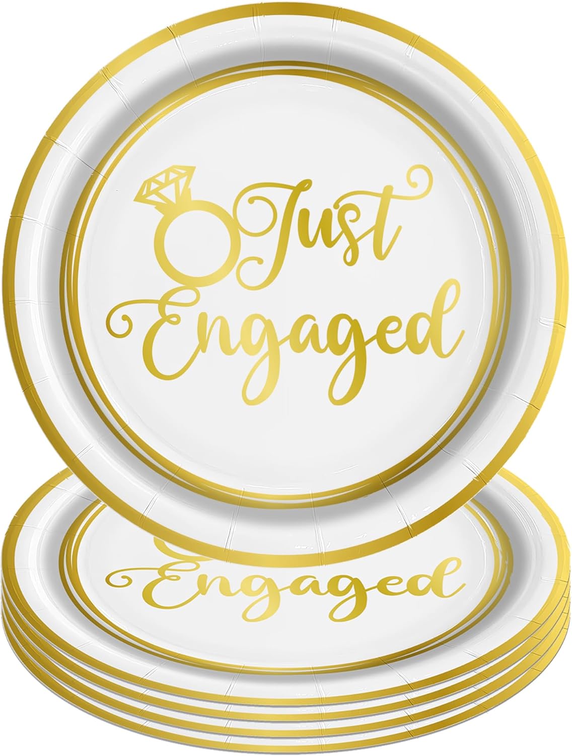 Amazon.com: DZ-JE Just Engaged Plates, Just Engaged Party Decorations ...