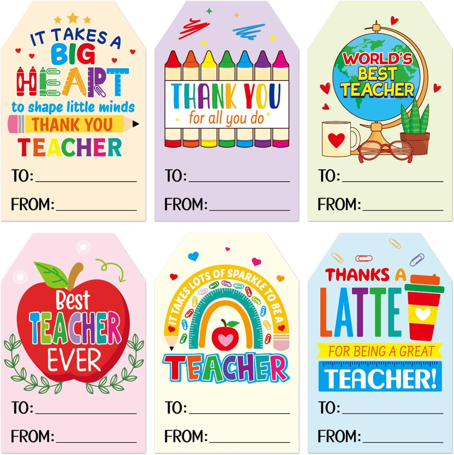Amazon.com: Teacher Appreciation Stickers Gift Tags Thank You Teachers ...