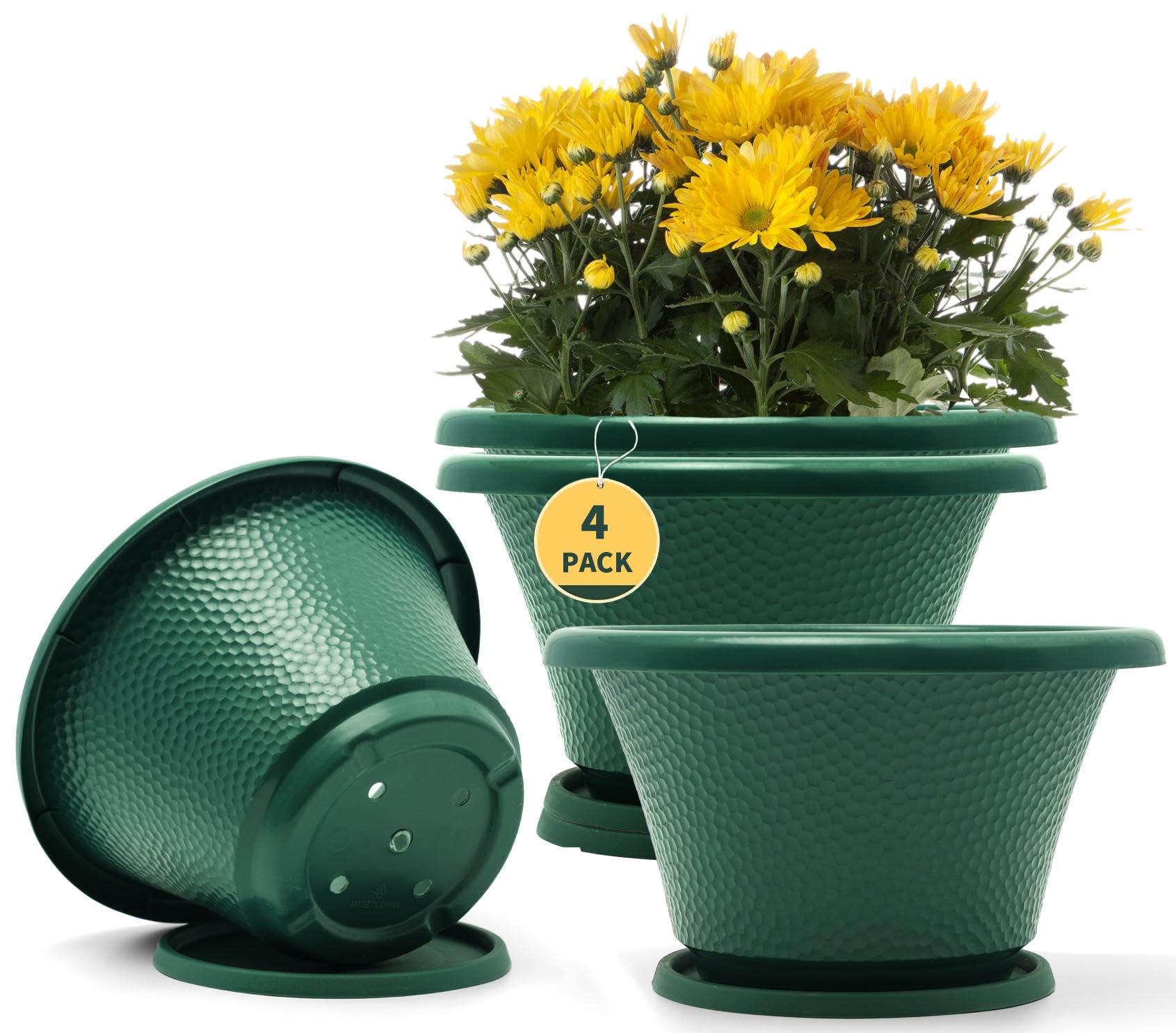Snapklik.com : Quarut 12 Inch Plant Pot,4 Pack Large Pots For Plants ...