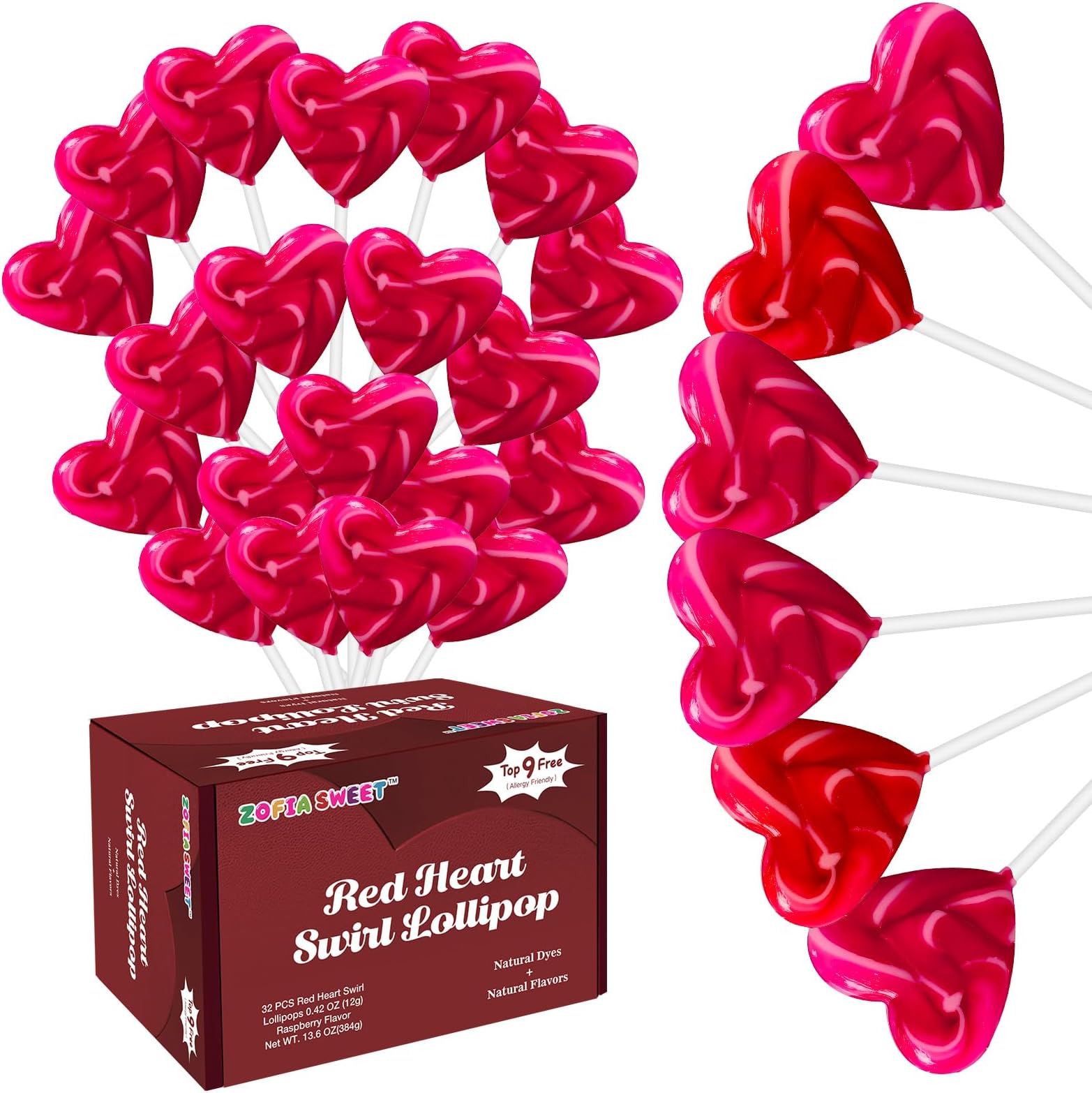 Amazon.com : The Dreidel Company Lollipops Red Double Heart Shaped ...