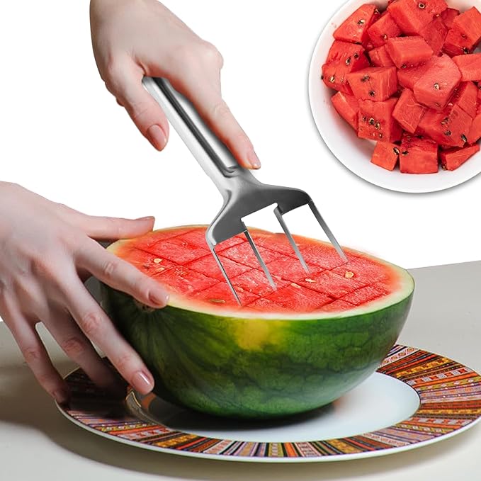 Wbgraceful Watermelon Fork Cutter Slicer Tool,Stainless Steel Fruit ...