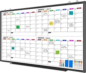 Amazon.com: CALENBO Large Dry Erase Calendar for Wall 72" x 40", 4 ...