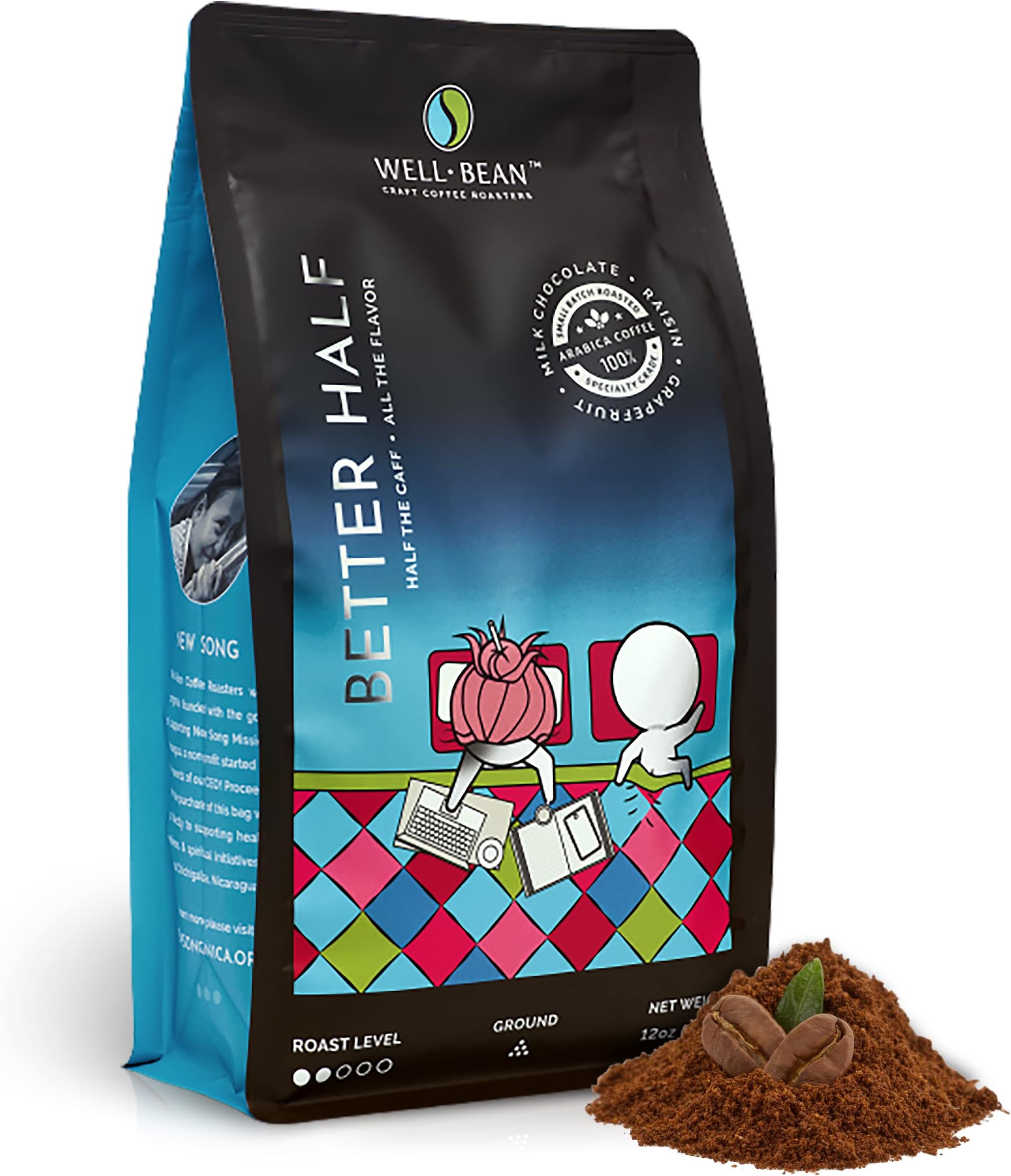 Amazon.com : Well-Bean Coffee - Better Half Ground Coffee, Half Caff ...