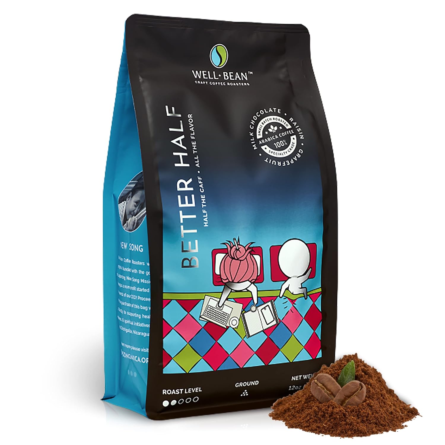 Amazon.com : Well-Bean - "Better Half" Light Roast, Ground Coffee, Half ...