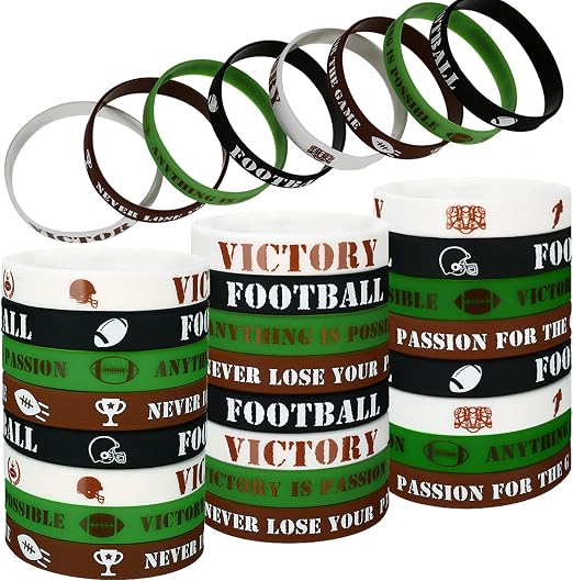Amazon.com: Skylety 48 Pcs Football Silicone Bracelets Motivational ...