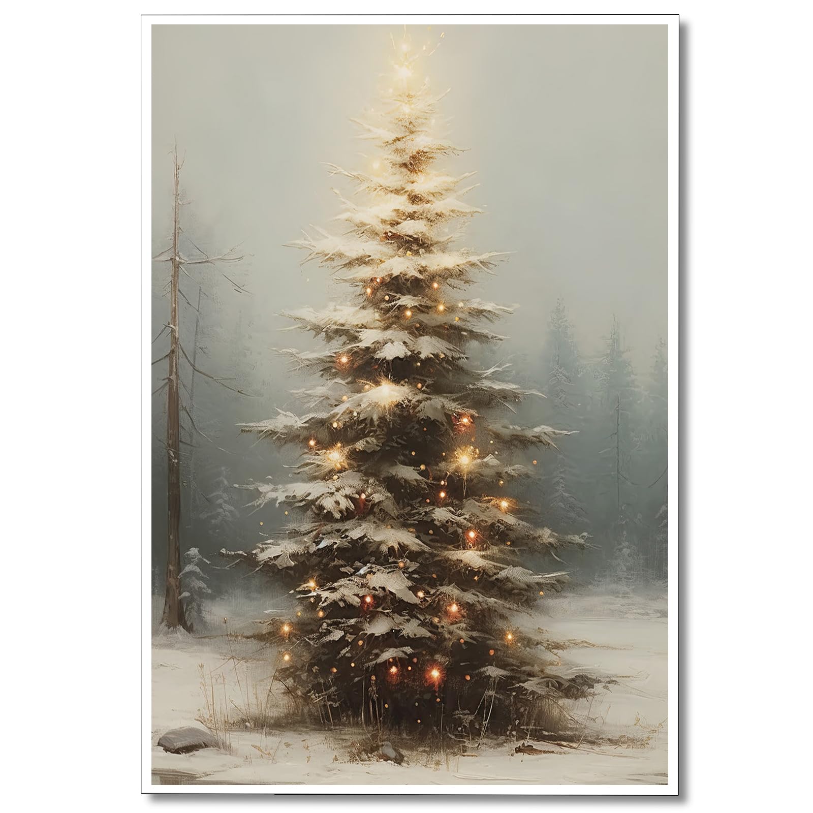 Amazon.com: XMQQLL Vintage Christmas Tree Canvas Wall Art, Light Up ...