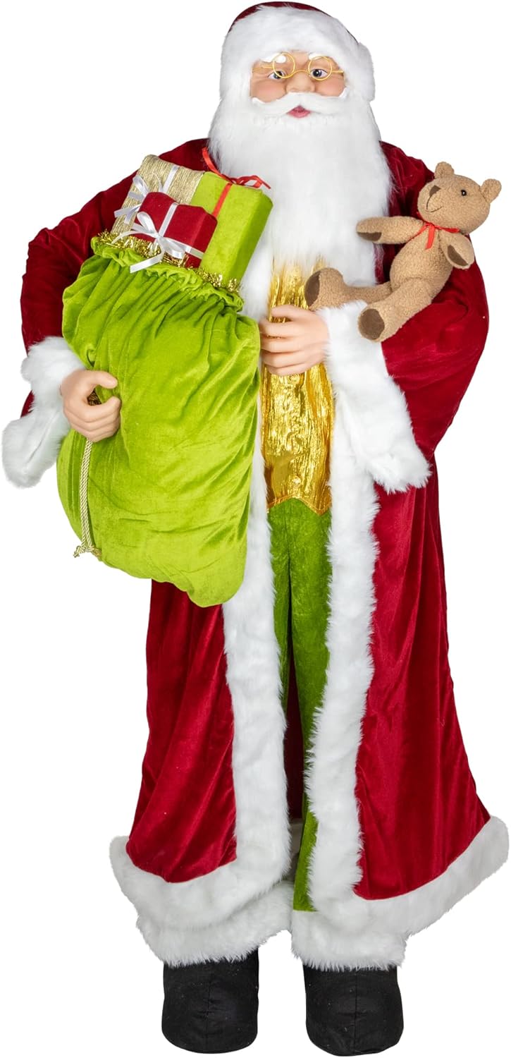 Amazon.com: Northlight Huge Standing Life-Size Decorative Plush Santa ...