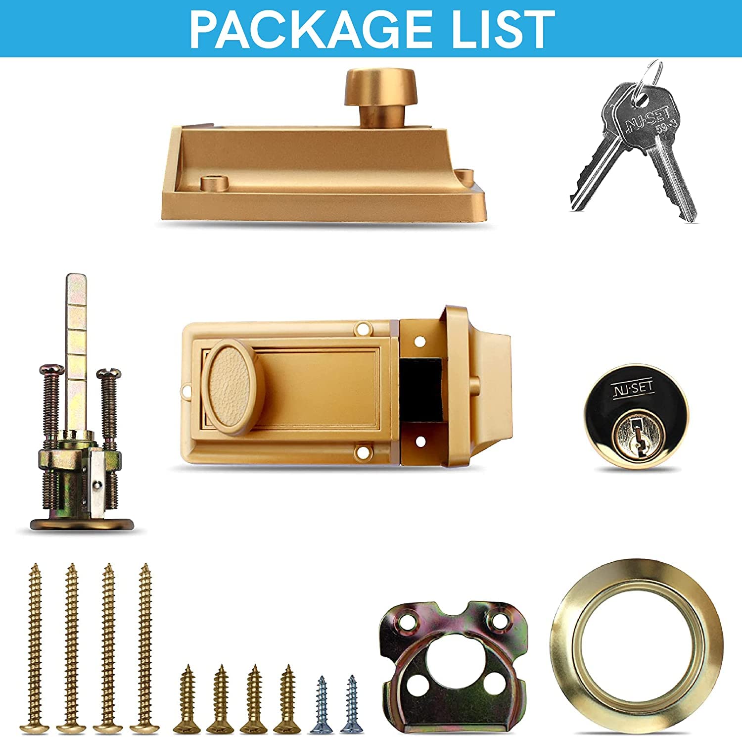 Snapklik.com : NU-SET Lock Night Safety Deadbolt Lock 5 Pin Keyed ...