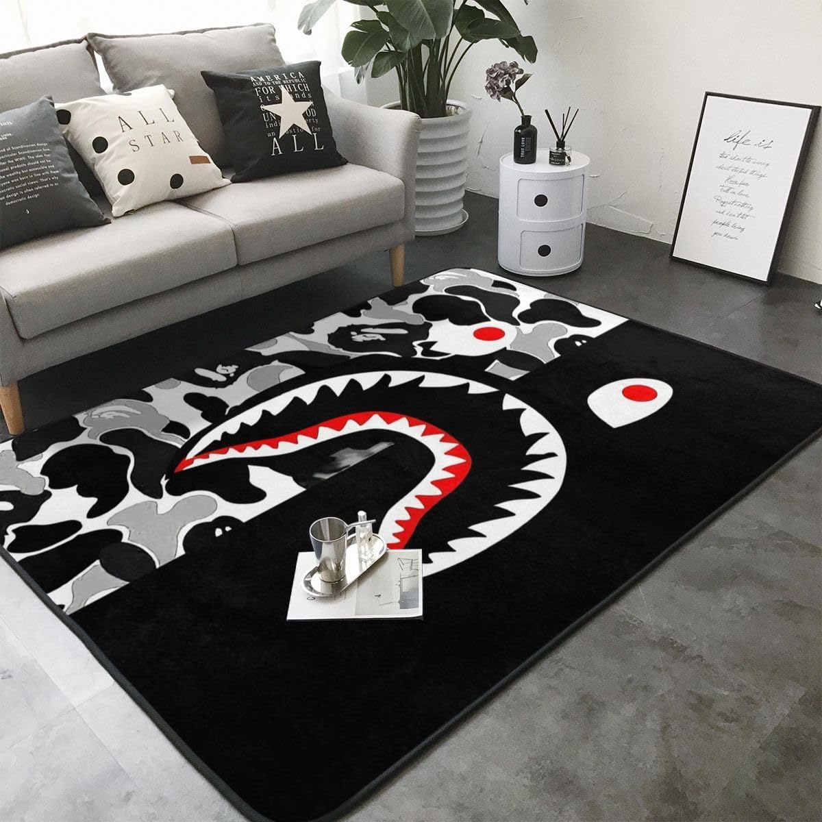 Amazon.com: LZRBUBO Large Outdoor Rug Bape Rug, Anime Camouflage Shark ...