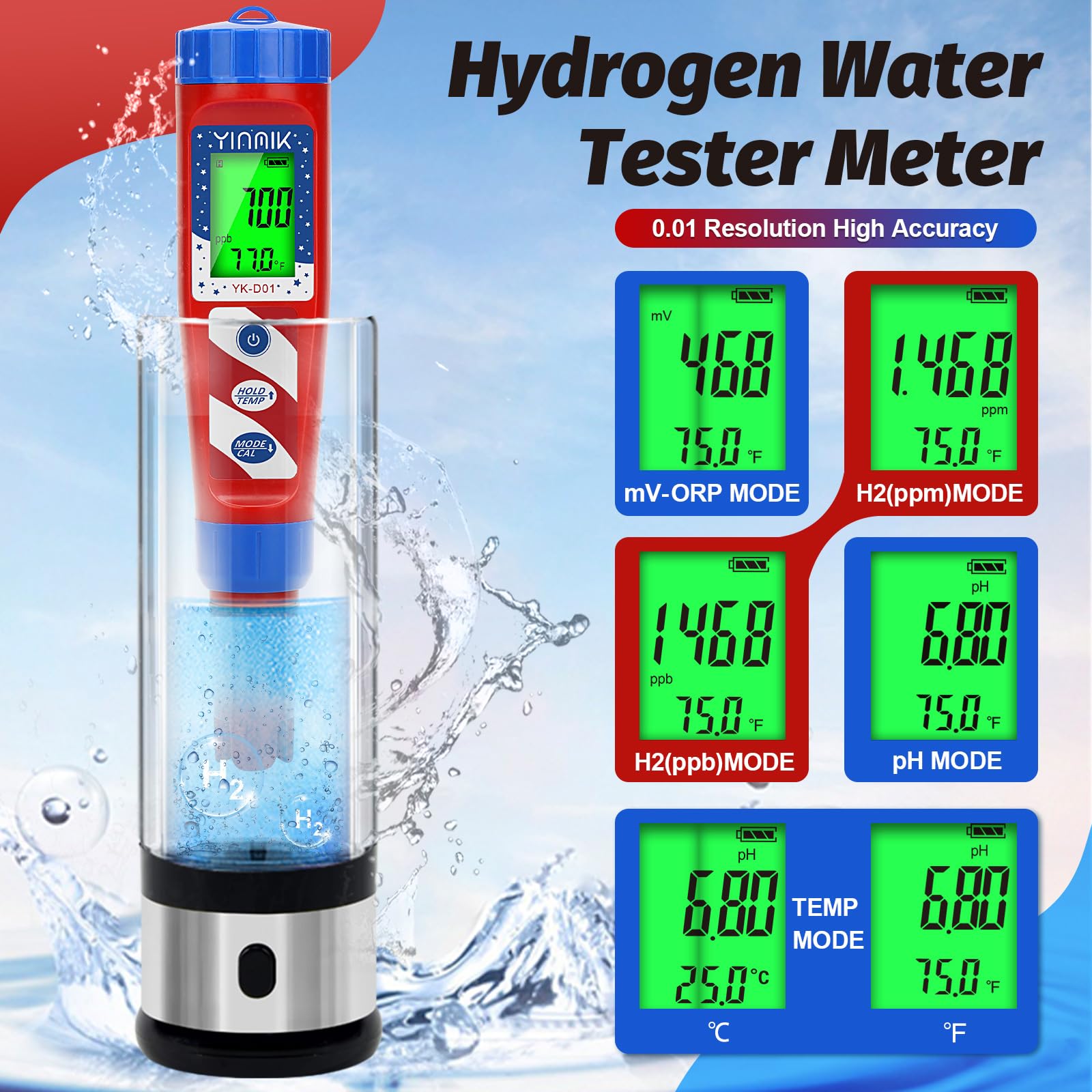 Snapklik.com : Hydrogen Water Tester, ORP Tester, Hydrogen Tester,pH ...
