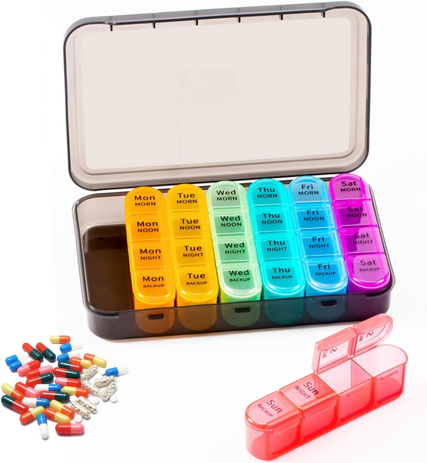Pill Box Organiser Tablet Box 7 Day 4 Times with 28 Large Compartments ...