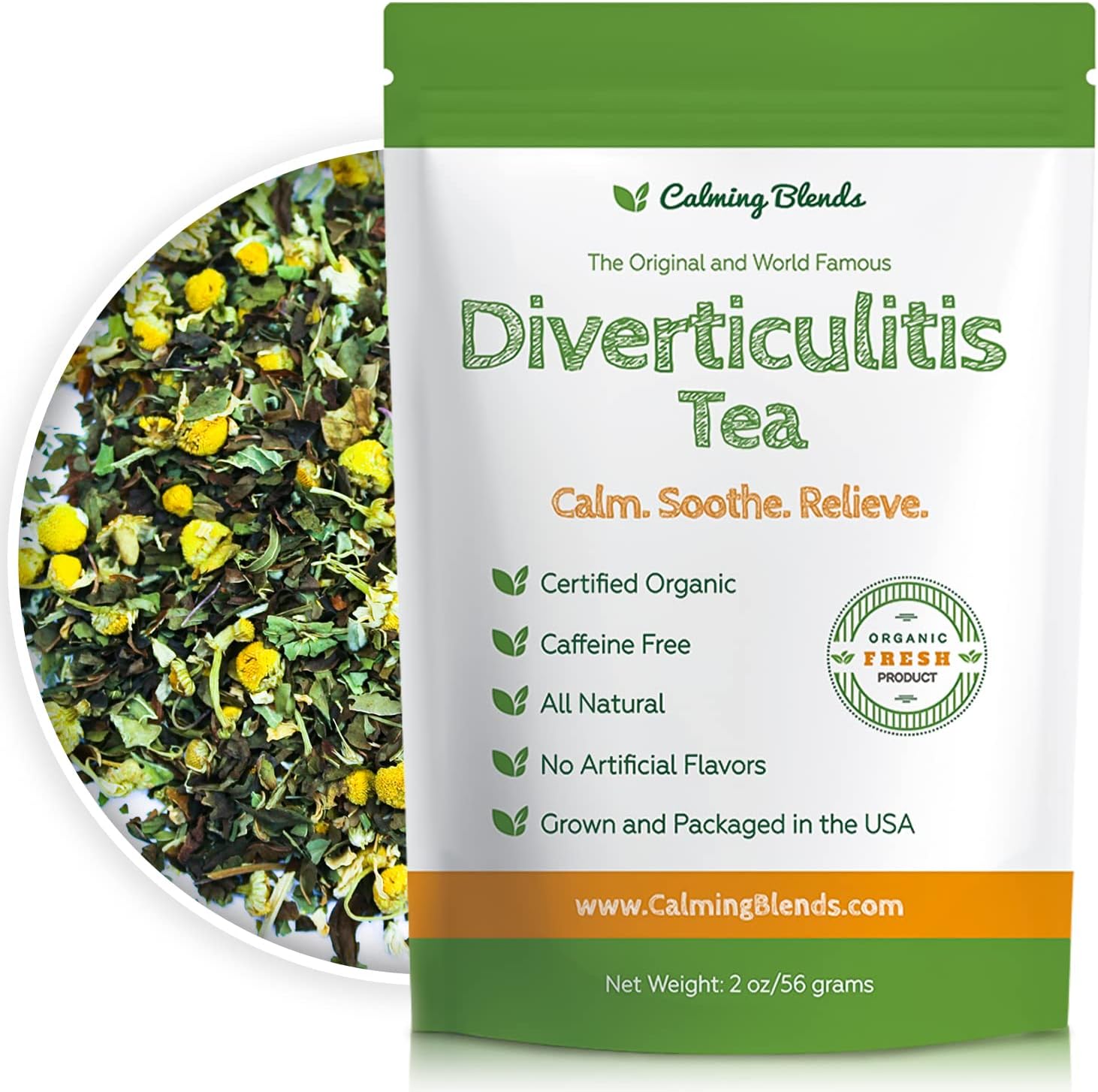 Calming Blends Diverticulitis Tea | Organic Loose Leaf Tea, Caffeine ...