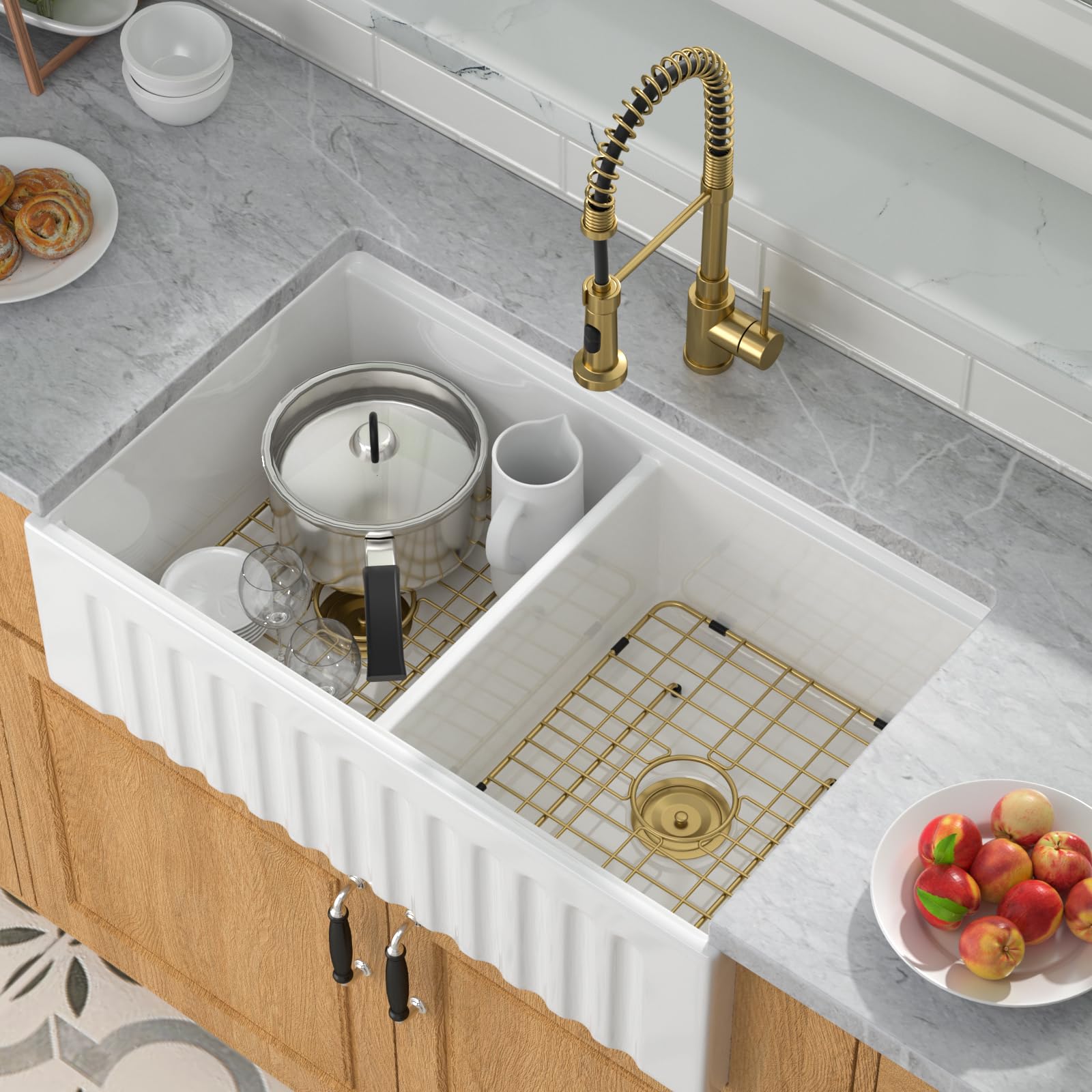 Snapklik.com : Mocoloo 33 Farmhouse Sink White - 33 X 20 Inch Farm Sink ...