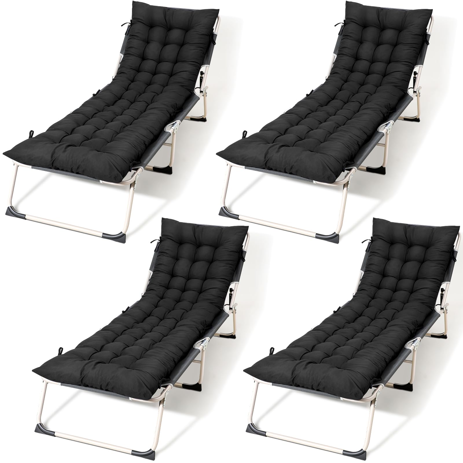Vercraft 4 Pcs Chaise Lounge Chair Cushion 64 x 19 Inch Outdoor Patio ...