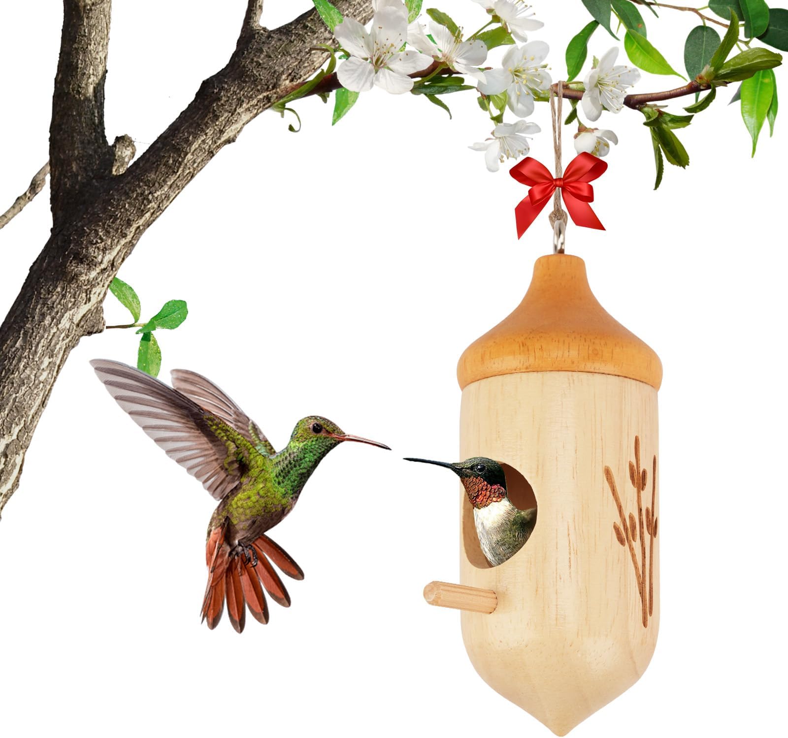Amazon.com: Updated Hummingbird House 4PCS Natural Hummingbird House ...