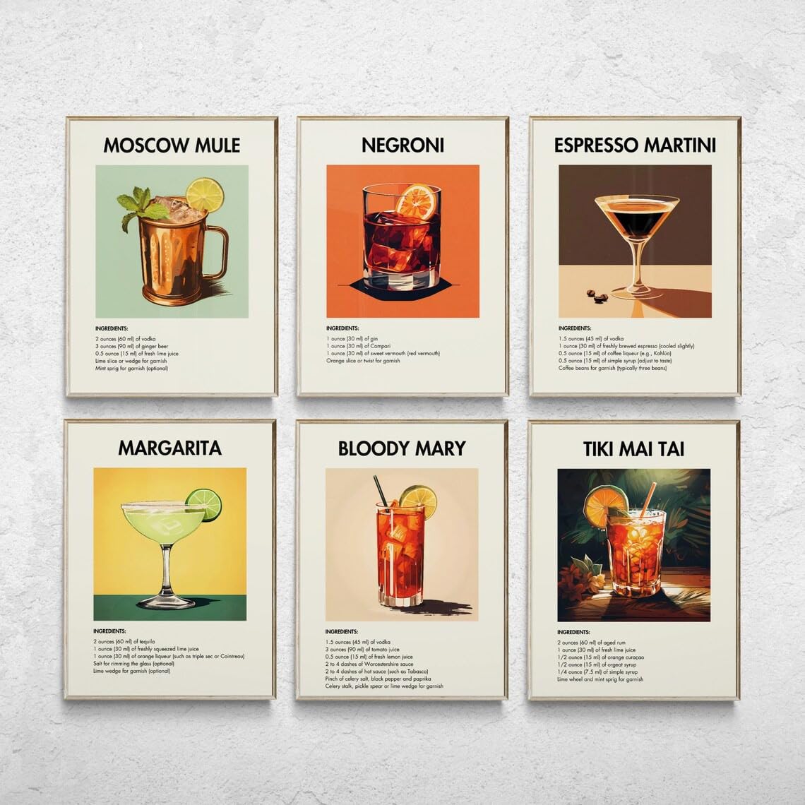Amazon.com: Retro Cocktail Art Posters - Cute & Aesthetic Wall Decor ...
