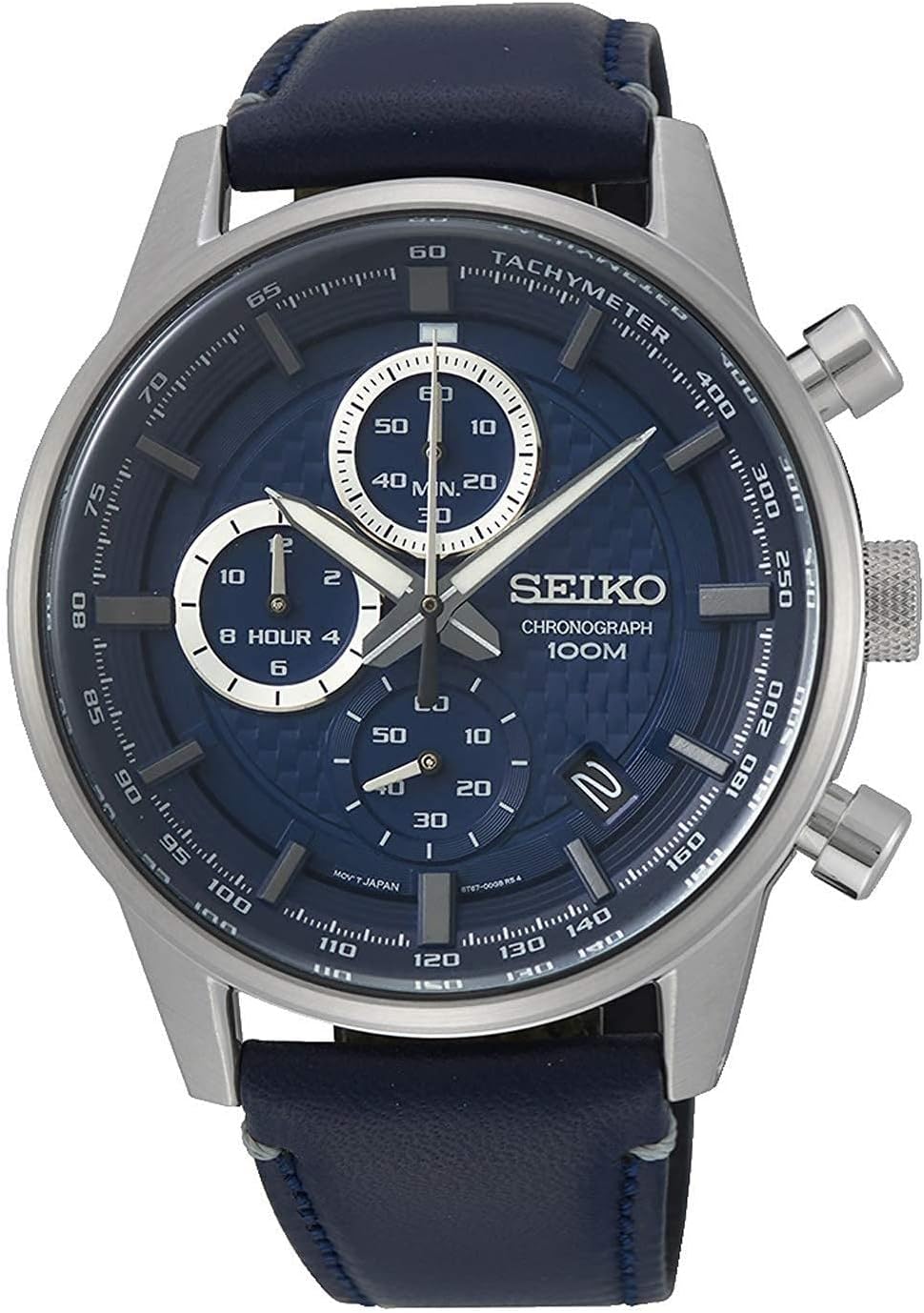 Seiko Mens Chronograph Quartz Watch with Leather Strap SSB333P1 ...
