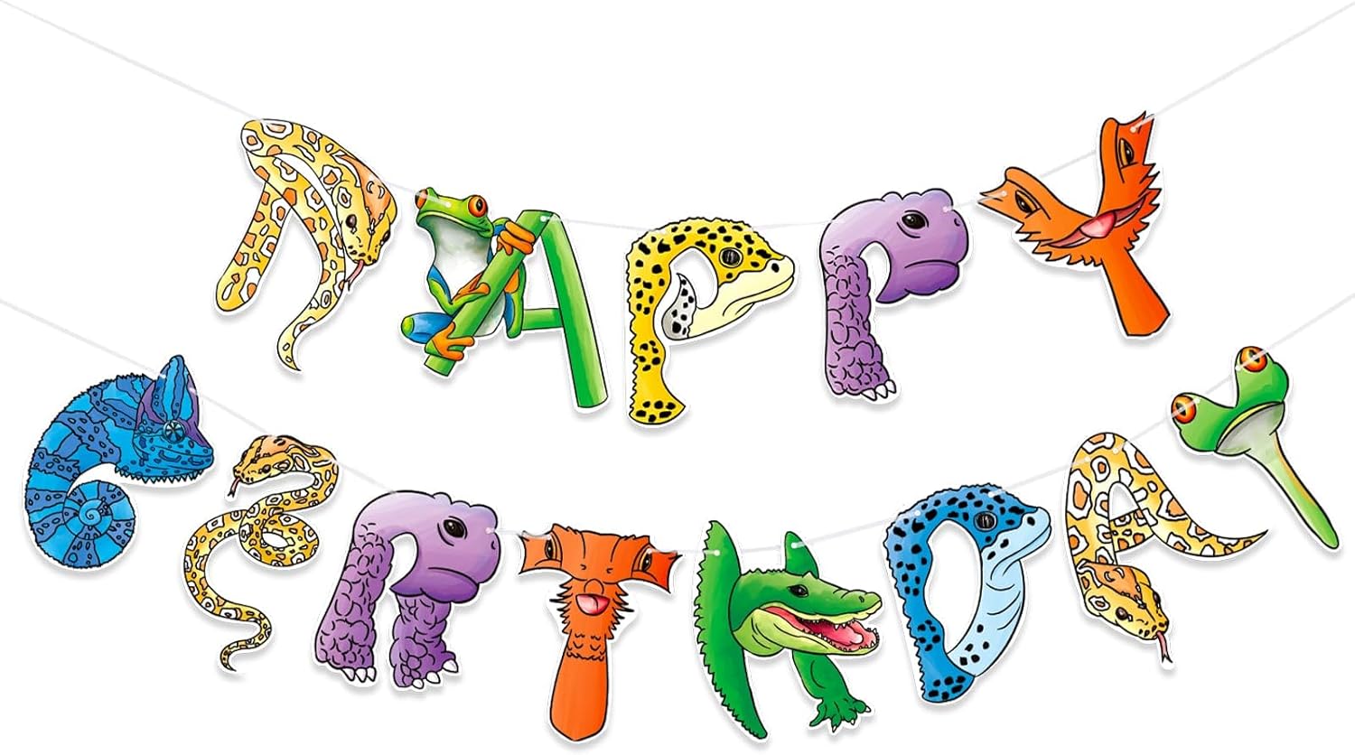 Amazon.com: WERNNSAI Reptile Happy Birthday Banner - Reptile Party ...