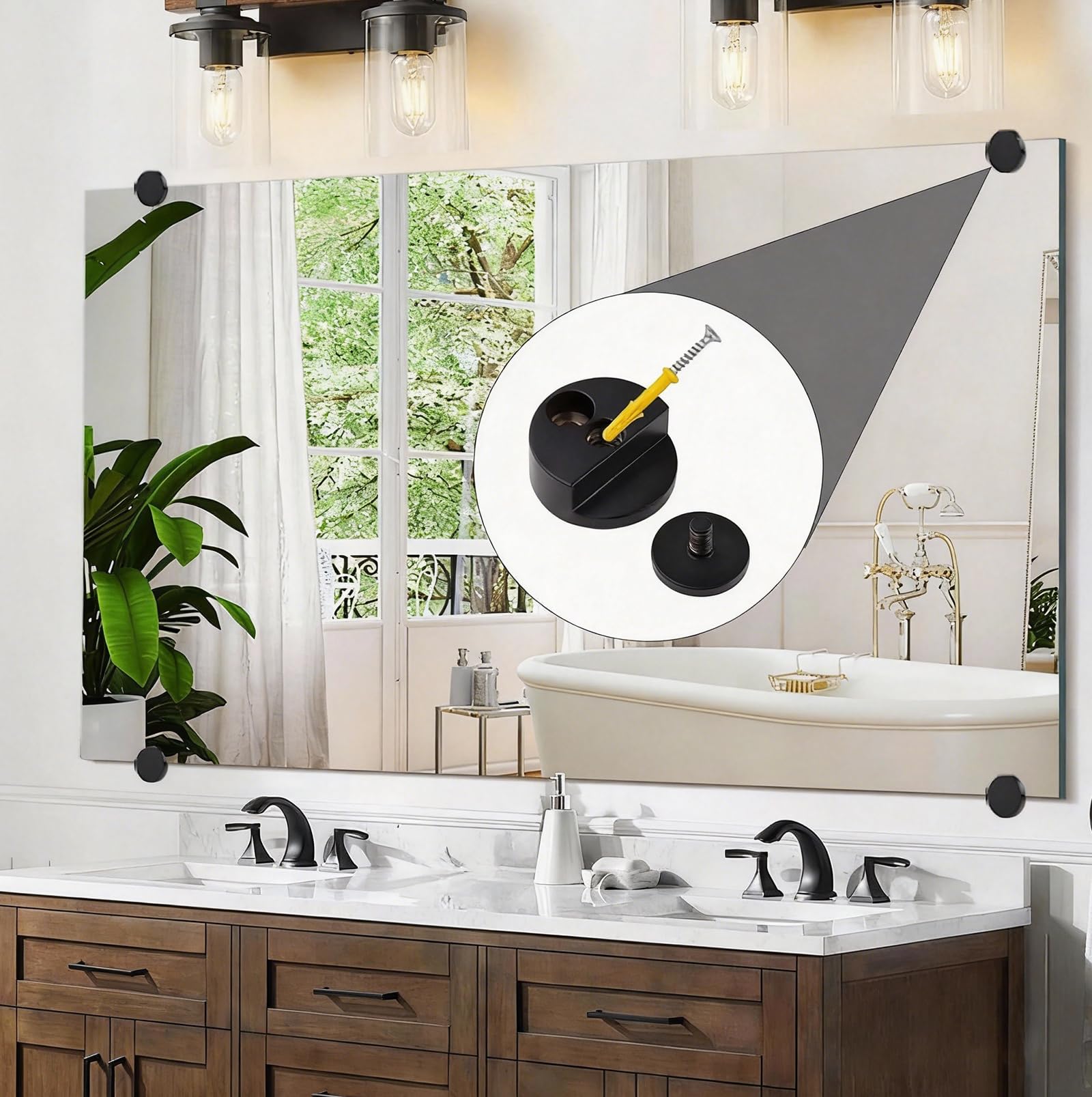Aluminum Mirror Mounting Clips, Round Shape Wall-Mounted Mirrors ...