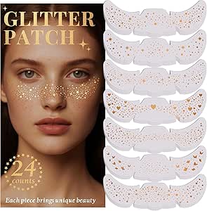 Amazon.com : 24pcs Glitter Freckles Makeup Patches-Gold-Face Speckle, Sparkle Speckles Patches ...