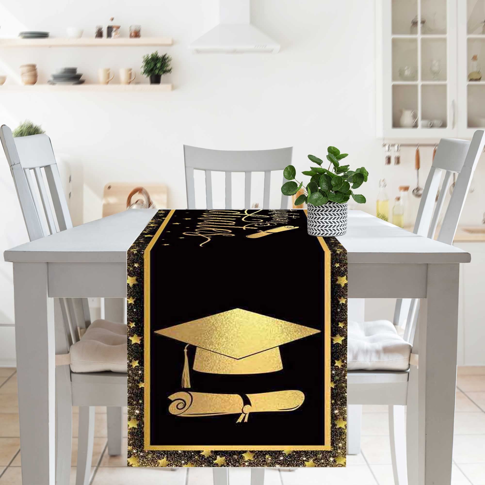Amazon.com: Felortte Black and Gold Graduation Table Runner, Class of ...