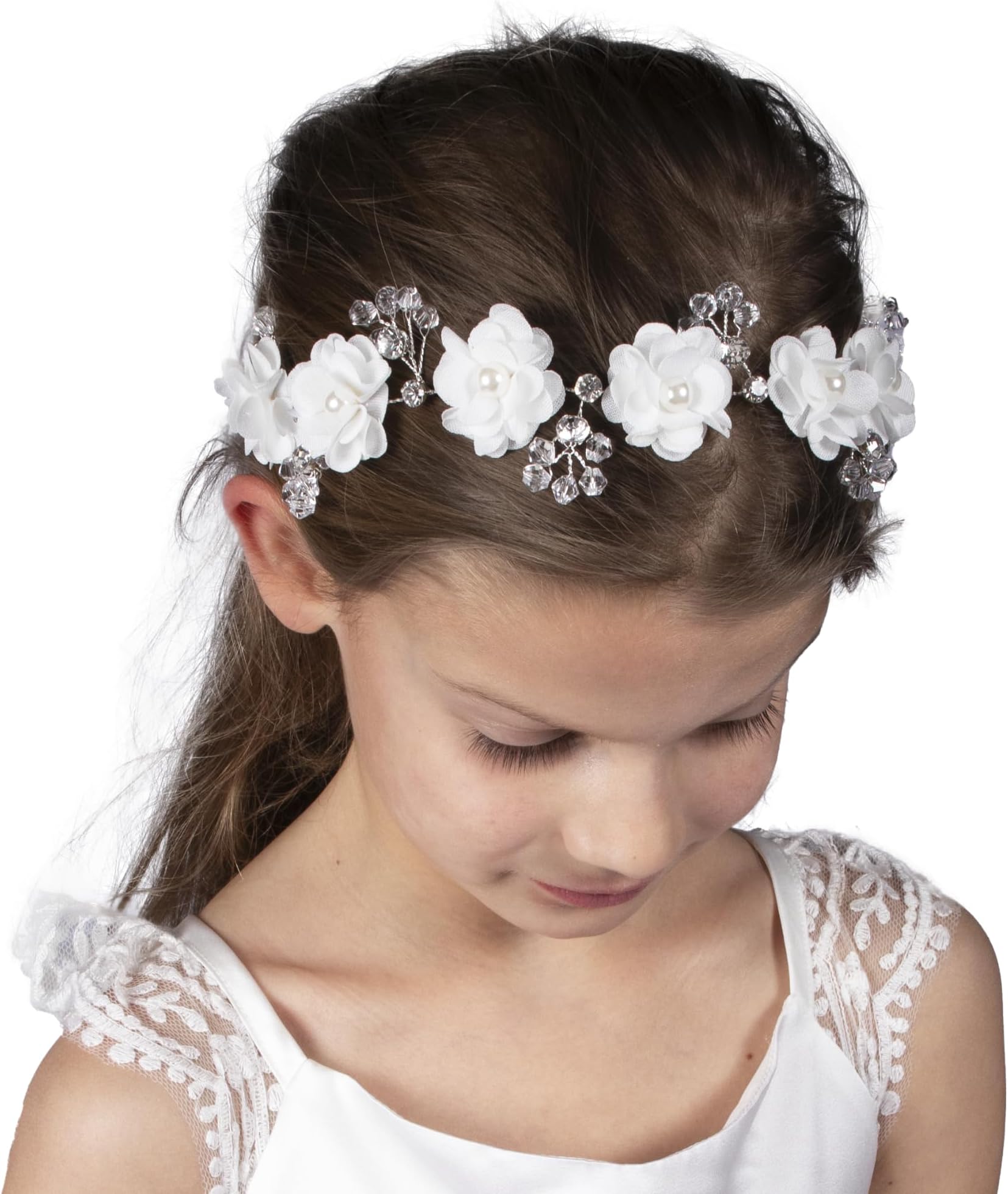 Amazon.com : Needzo White Flower Hair Vine, Bridal, Wedding, First ...