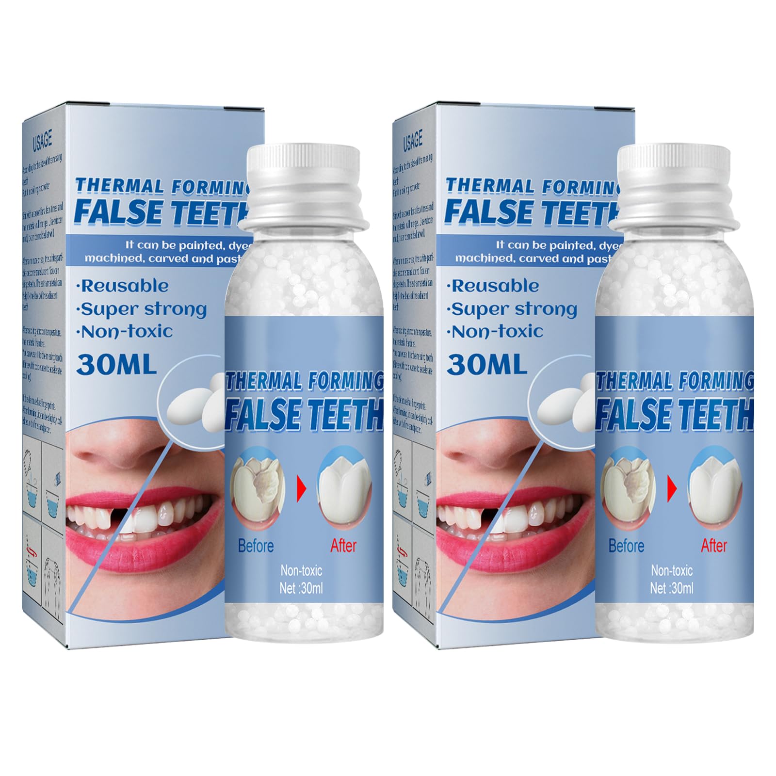 2 Pcs Pansement Dentaire Fausse Dent Provisoire Resine Dentaire Dent ...