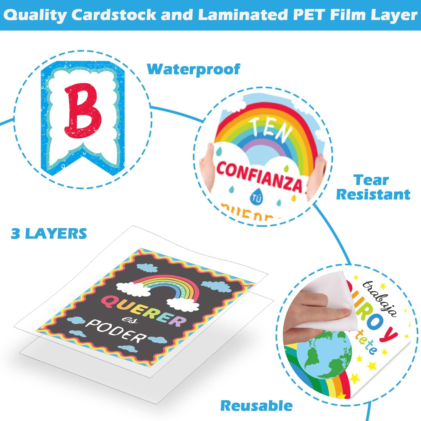 Snapklik.com : 21Pcs Back To School Spanish Classroom Posters Decoration