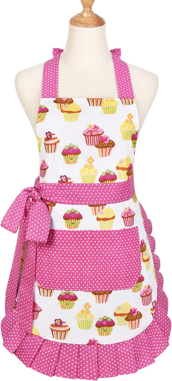 Amazon.com: Claswcalor 100% Cotton Cupcake Pattern Aprons, Cute Baking ...