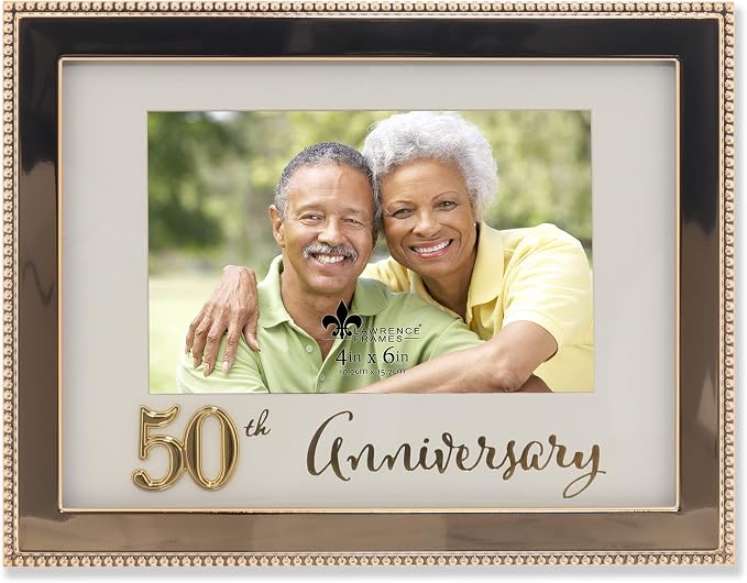 Amazon.com - 4x6 Gold Beaded Metal 50th Anniversary Picture Frame