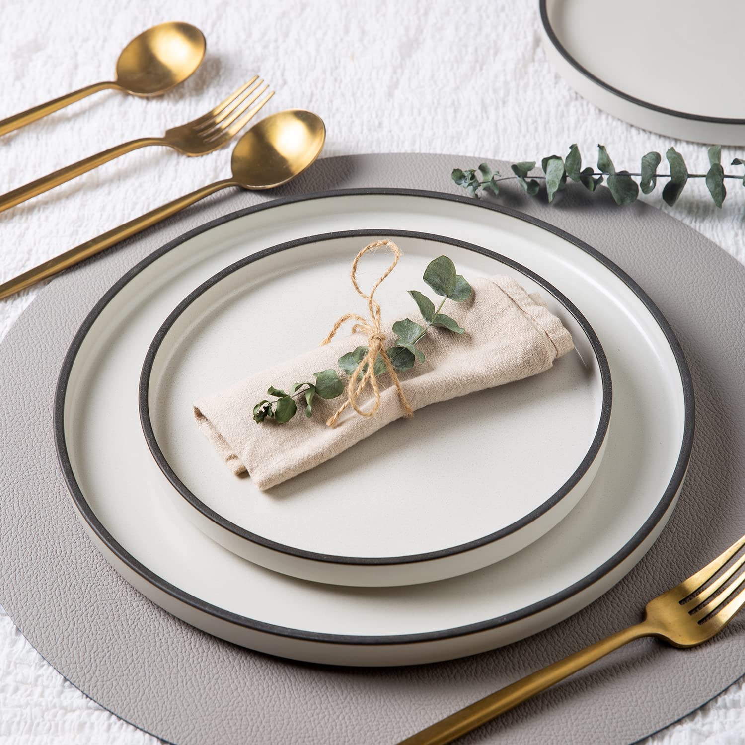 Snapklik.com : Ceramic Dinnerware Sets For 6, High Edge Stoneware ...