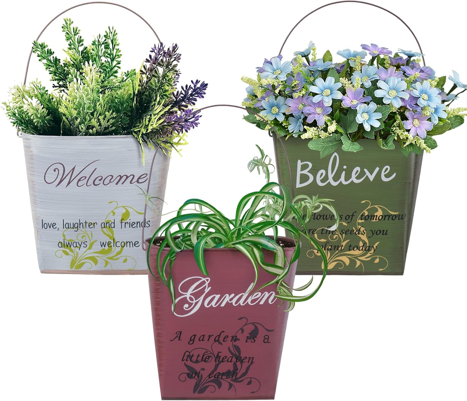 Amazon.com: Notakia Farmhouse Galvanized Wall Planter Metal Flower ...