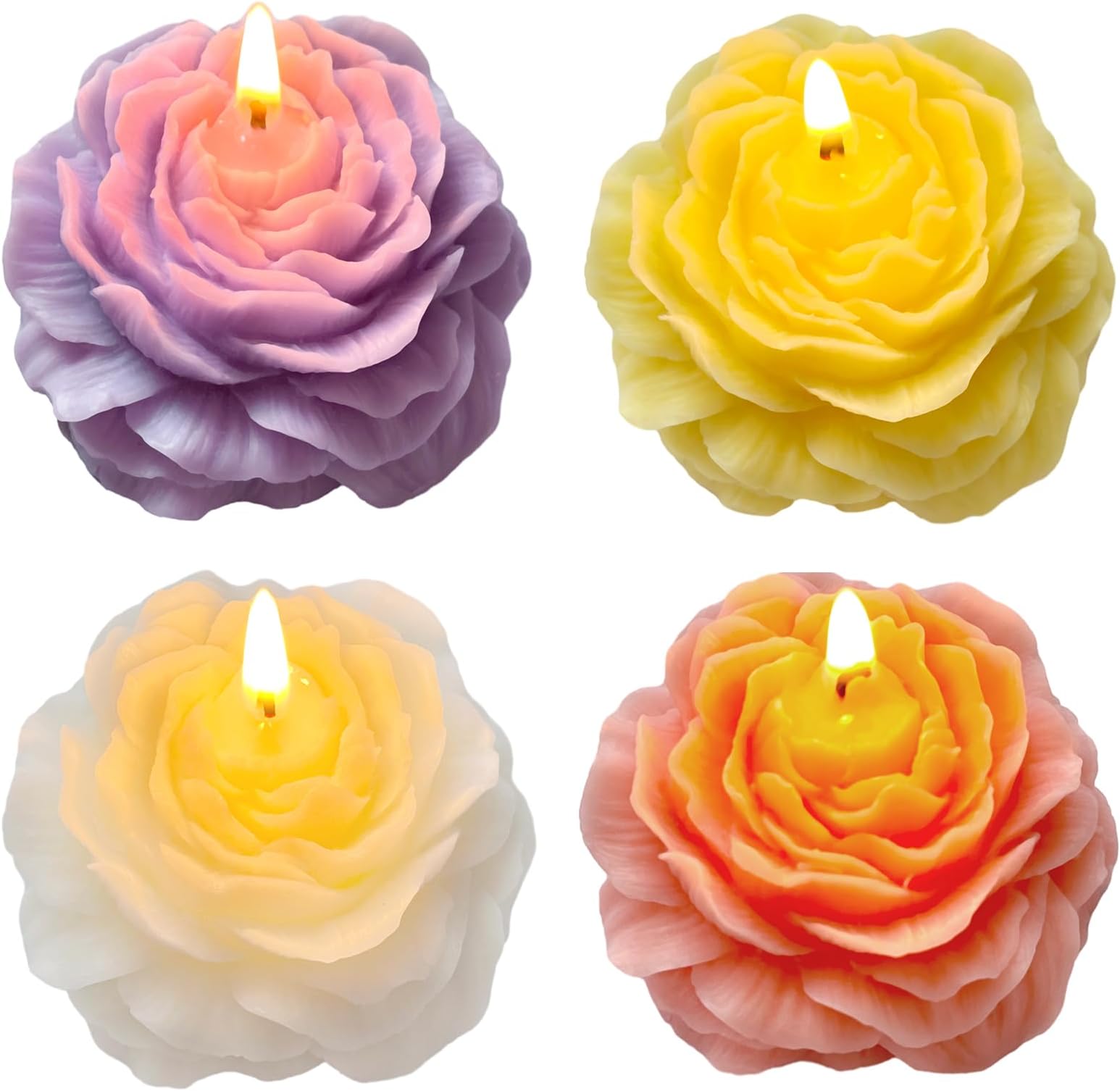 Amazon.com: Roowest 3 Pcs Flower Shape Trendy Candles Floral Shaped ...