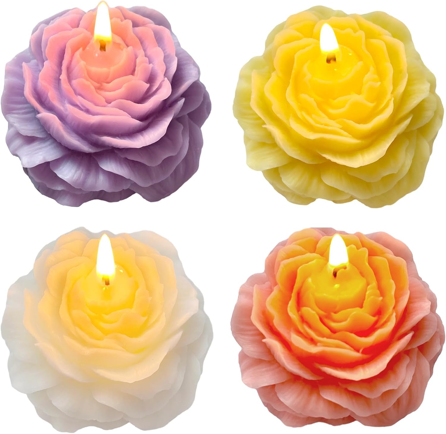 Amazon.com: 4 Pack Peony Flower Shape Candles for Women - Aromatic ...
