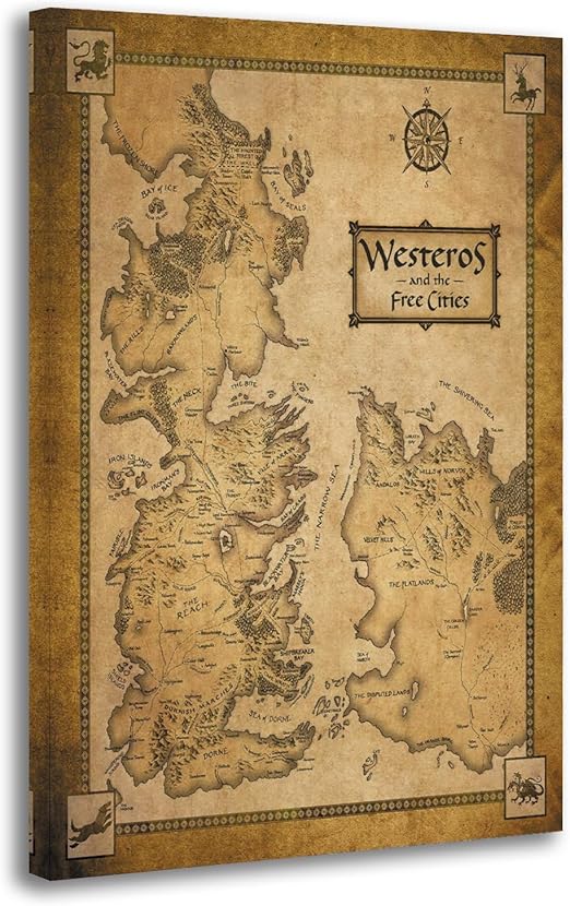 Amazon.com: Best Fantasy Art Westeros And City Map Poster Poster Decorative Painting Canvas Wall ...