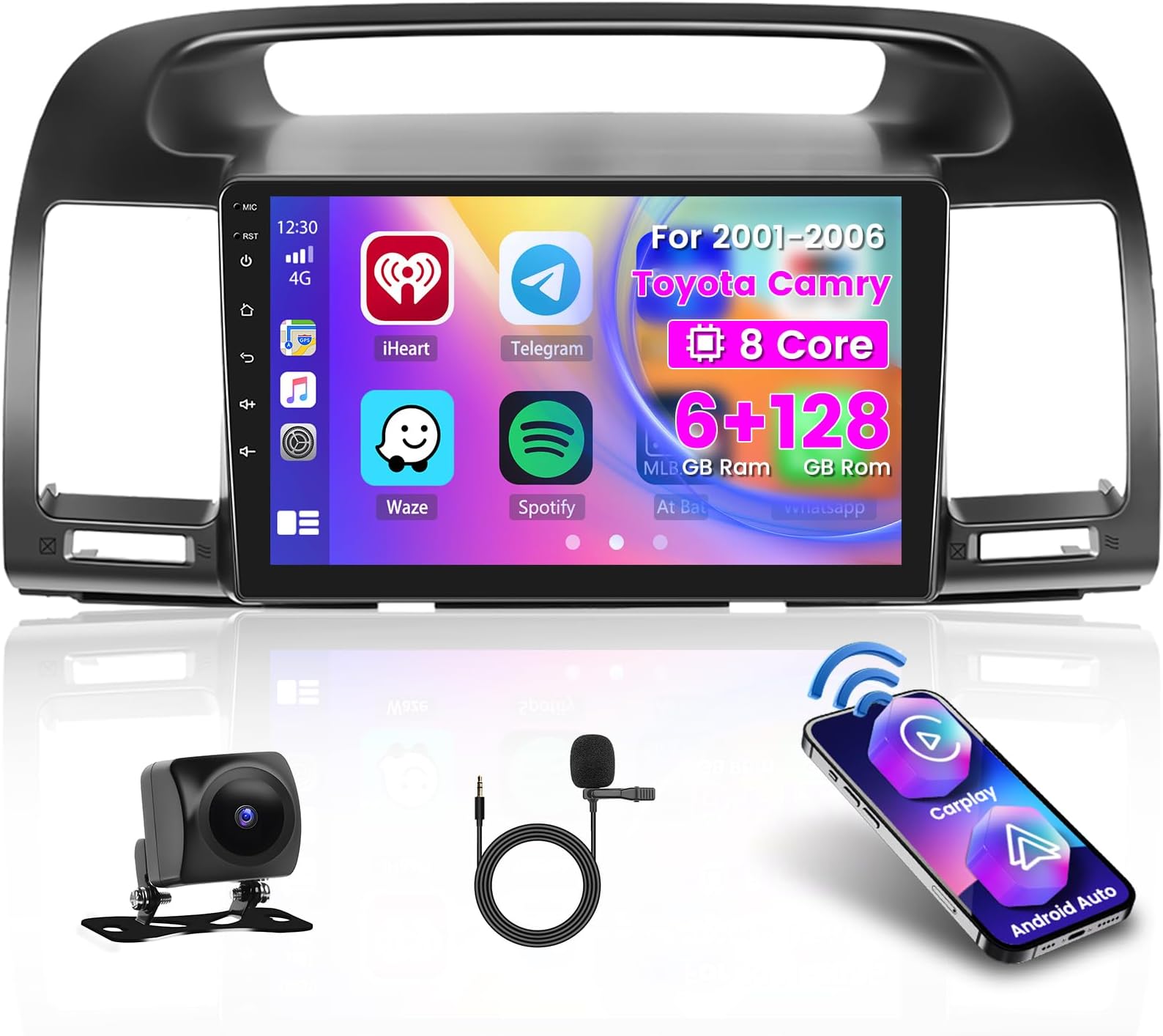 Amazon.com: Roinvou 8 Cores 6+128G Android Car Radio for Toyota Camry 2001-2006, 9" Touch Screen ...