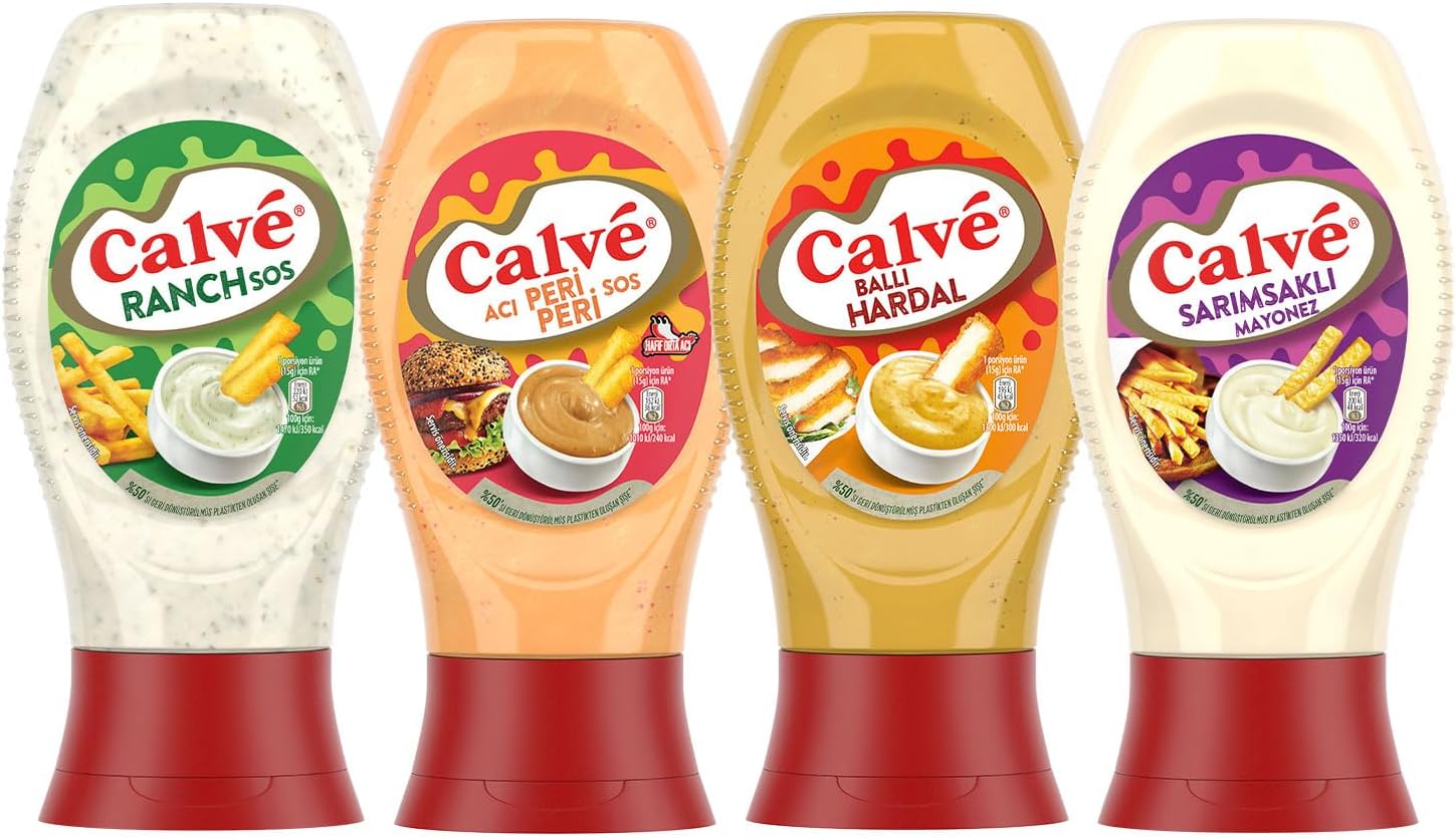 Calve Sos Paketi Ranch Sos 245g x1 + Peri Peri 245g x1 + Ballı Hardal ...