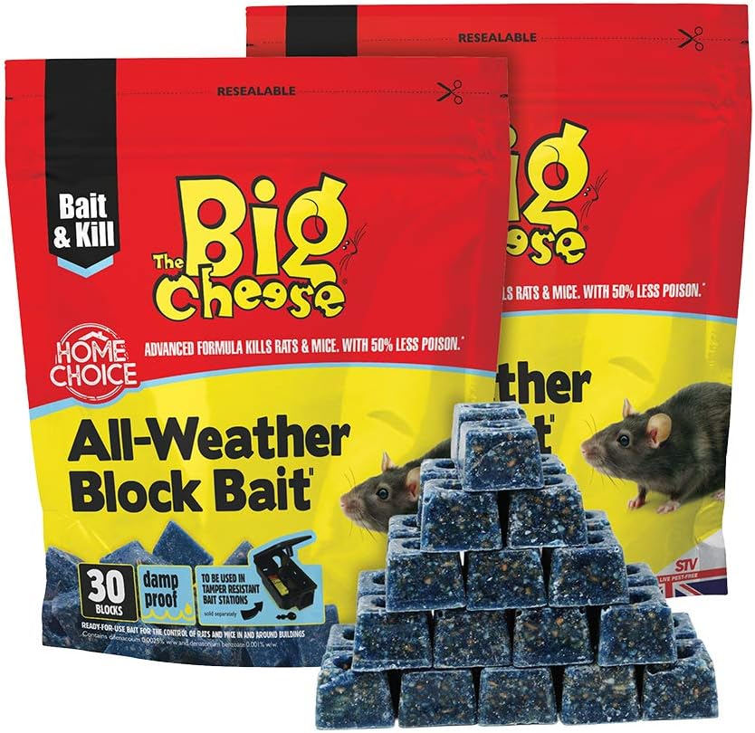The Big Cheese Ultra Power Rodent Killer Bait Block - 15 x 20g, Kills ...