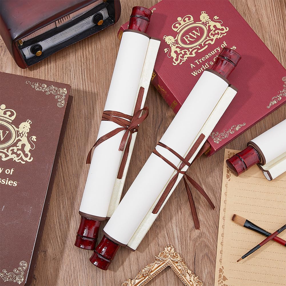 SUPERFINDINGS 4Rolls Blank Paper Scrolls with Wood Rods Blank Painting ...