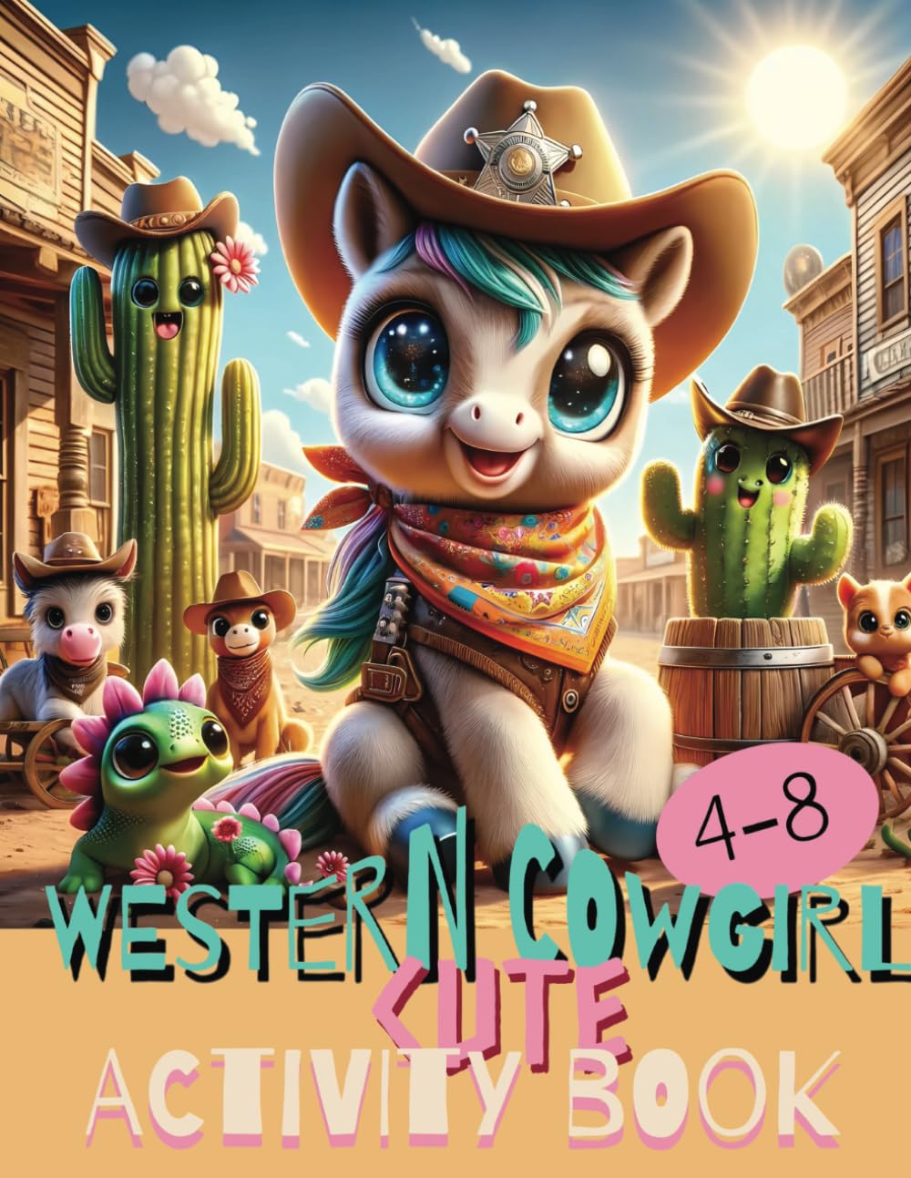 Western Cowgirl Cute Activity Book: For Girls 4-8, Adorable Coloring ...