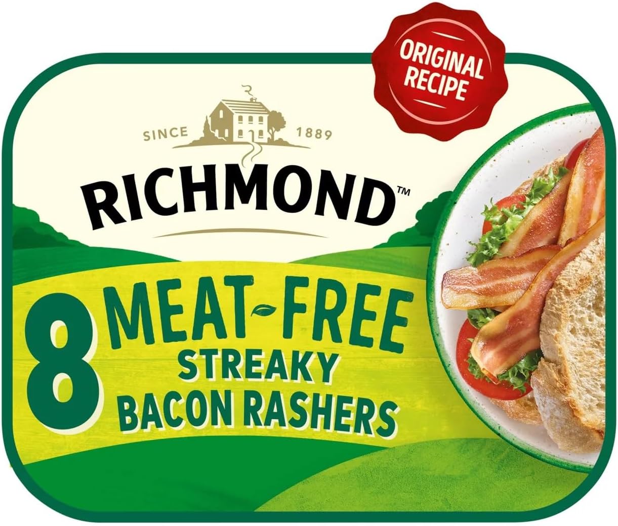 Richmond 8 Meat Free Vegan Streaky Bacon Rashers 120g : Amazon.co.uk ...