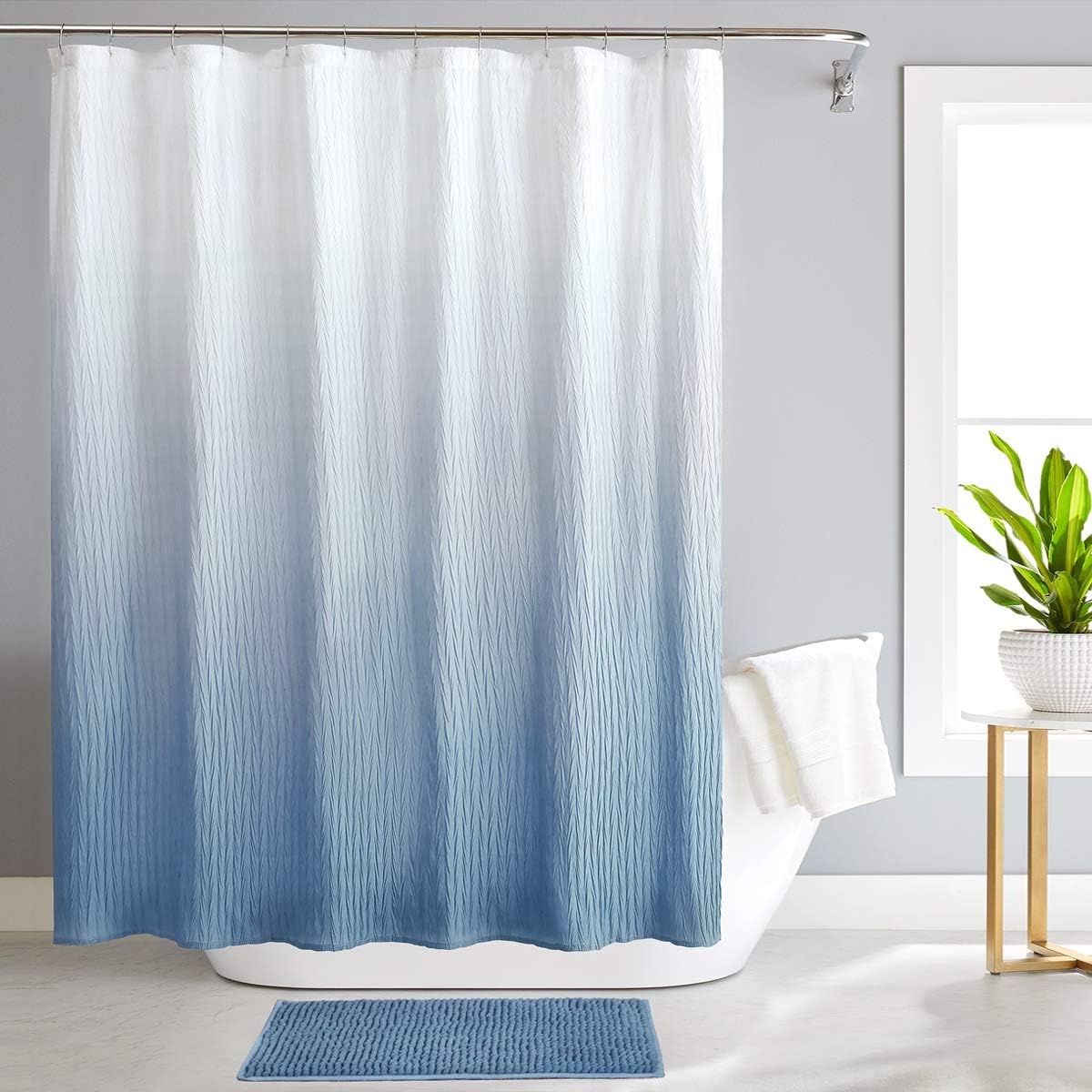 Amazon.com: REEPLE Ombre Shower Curtain Set with Rugs and Hooks for ...