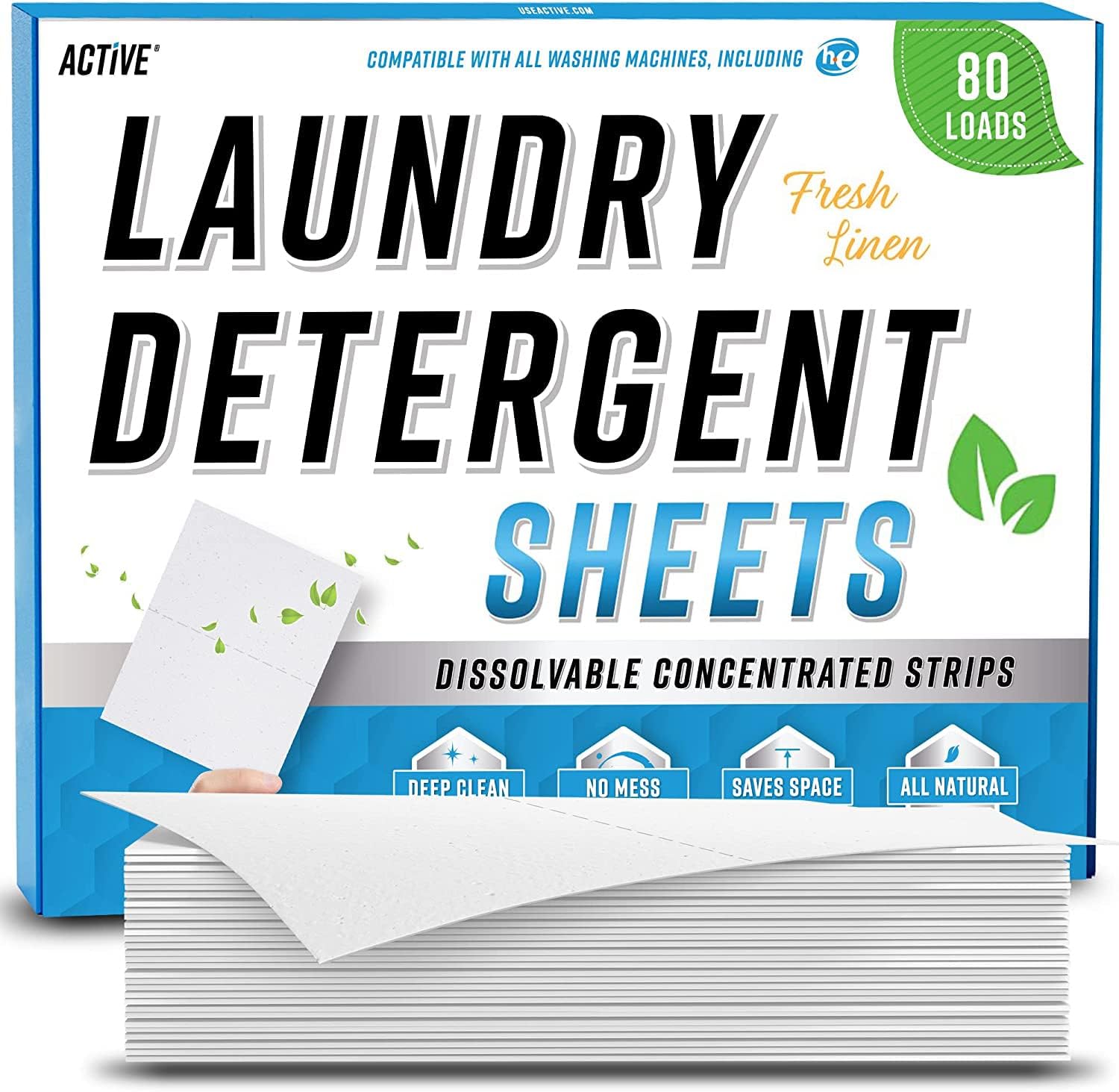 Hojas de detergente para ropa ecológicas 80 cargas sin líquidos hoja de lavadora de ropa ...