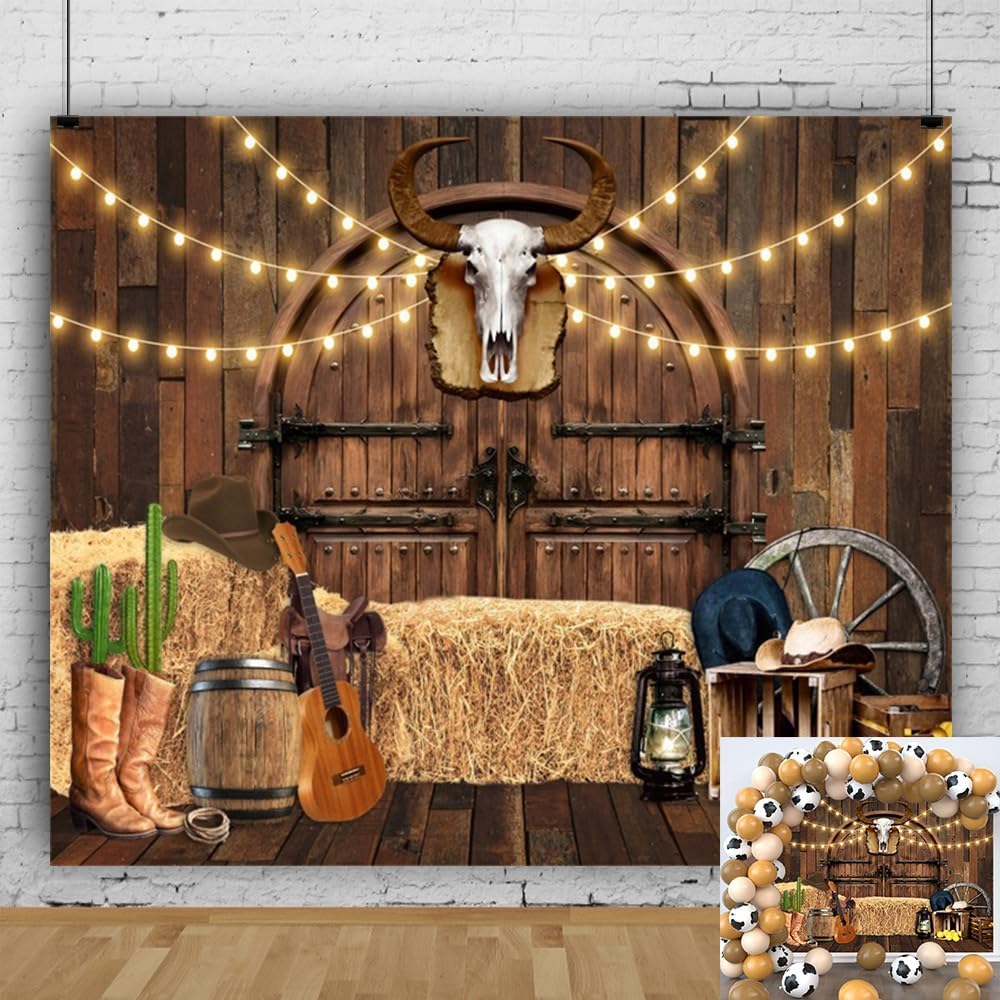 Amazon.com : Rsuuinu Graduation Party Backdrop Western Cowboy Rustic ...