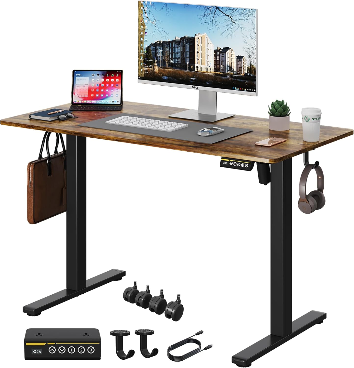 Gamork Electric Standing Desk Adjustable Height 100x60cm (40"x24 ...