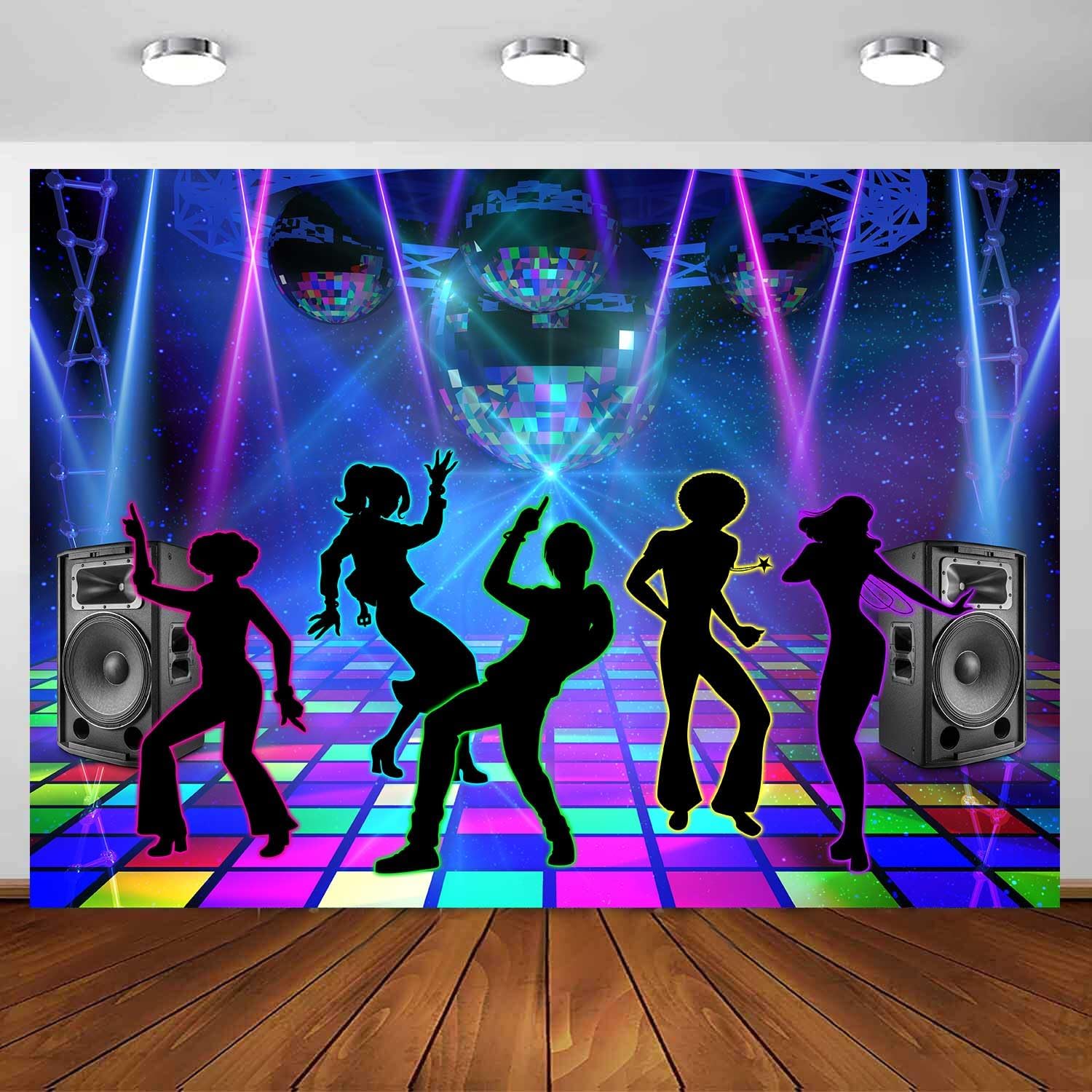 Amazon.com: Retro Dance Party Backdrop,Neon 70s 80s 90s Theme ...