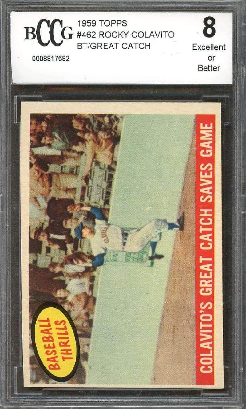 Amazon.com: Rocky Colavito Bt/Great Catch 1959 Topps #462 Cleveland ...