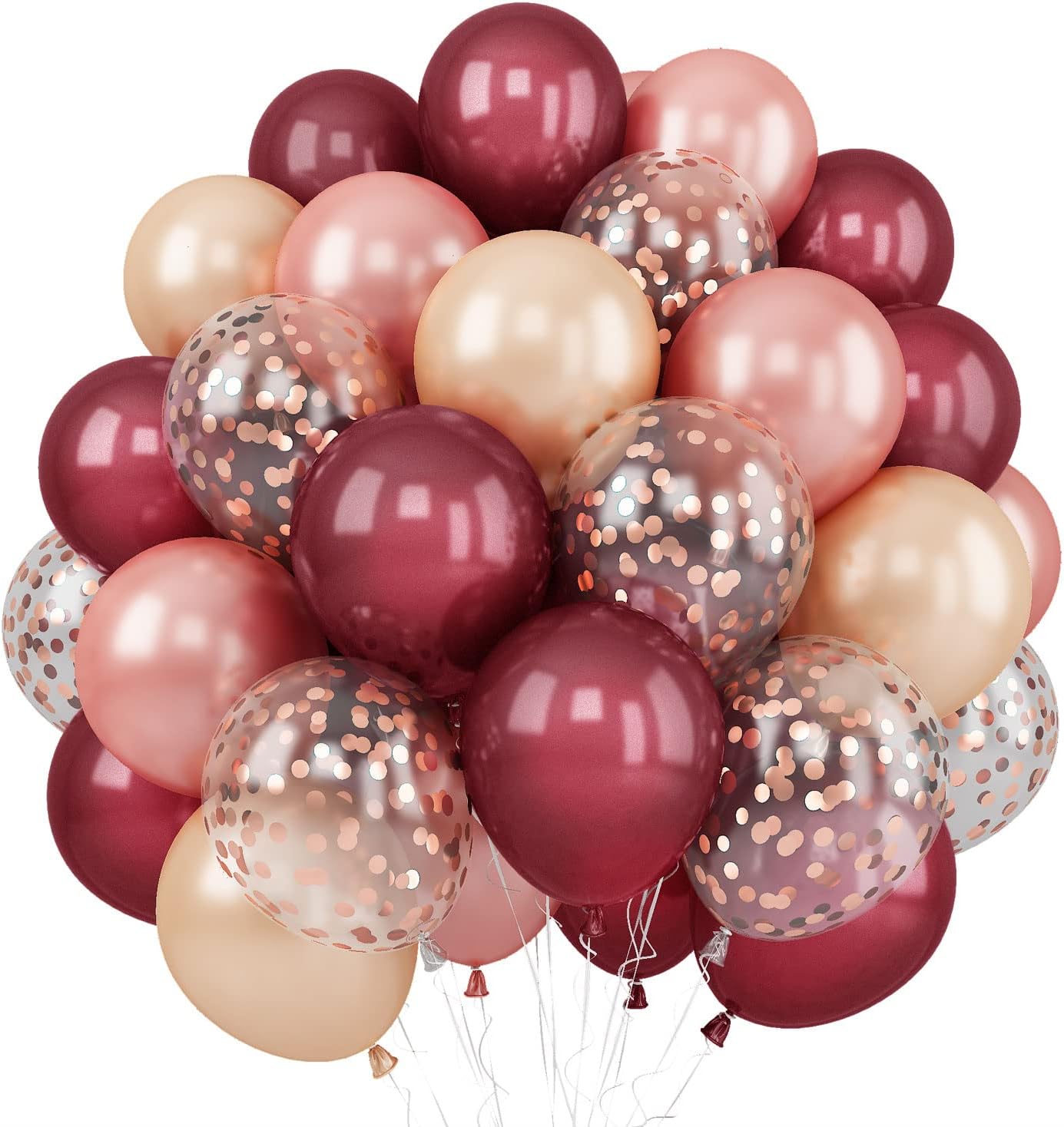 Amazon.com: Burgundy Confetti Balloons Metallic Maroon - Wine Color ...