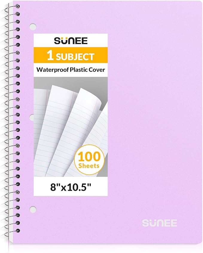 Amazon.com : SUNEE Spiral Notebook, 1-Subject, College Ruled Paper, 8 ...